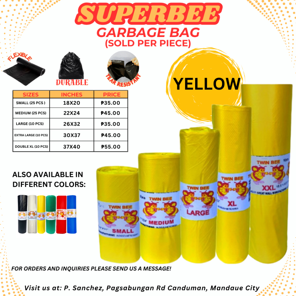 1 ROLL Yellow Garbage Bag Trash Bag Biodegradable Eco-Friendly ...