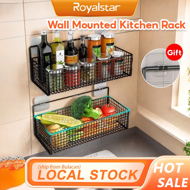 ROYALSTAR Wall Mounted Kitchen Organizer Rack Spice Condiment Storage ...