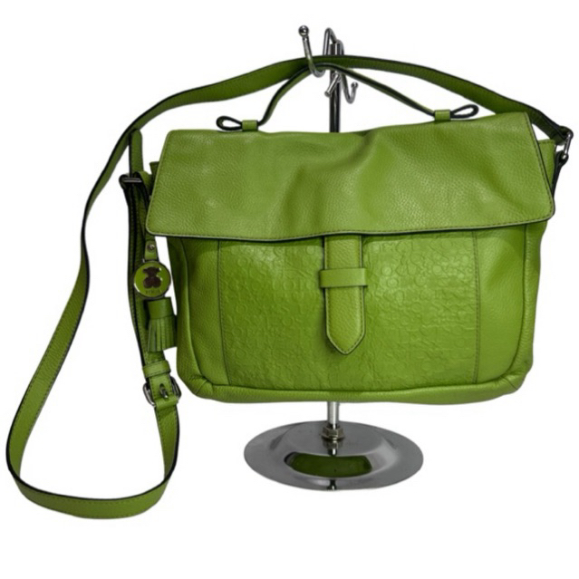 Pre-loved Tous green leather 2 way handbag and sling bag (with flaws ...