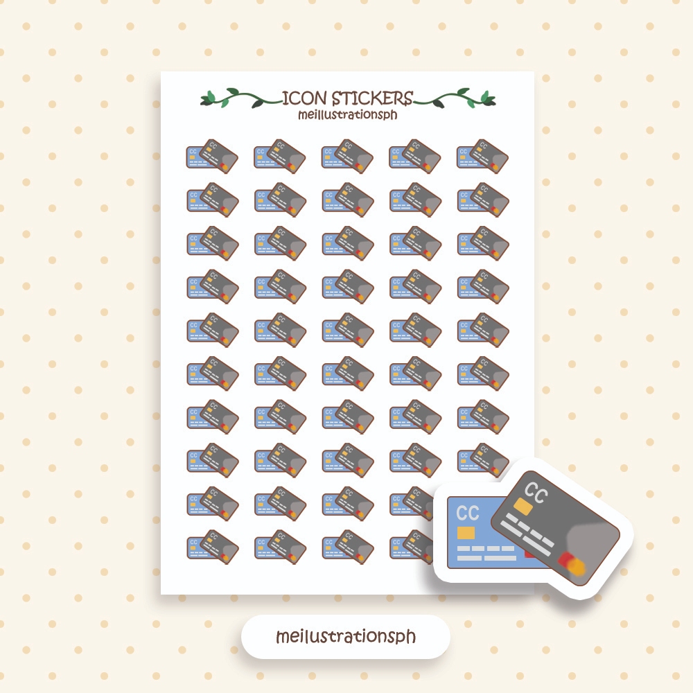 Credit Card Payment Reminder Icon Sticker | Credit Card Mini Icon ...