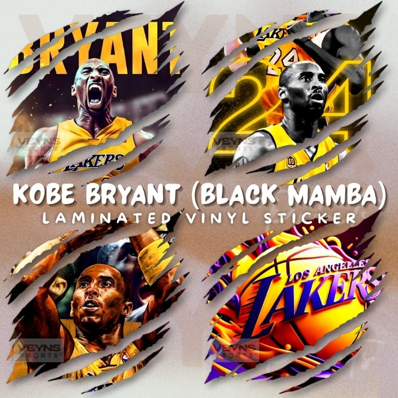 NBA KOBE BRYANT BLACK MAMBA SCRATCH DESIGN LAMINATED VINYL STICKER for ...