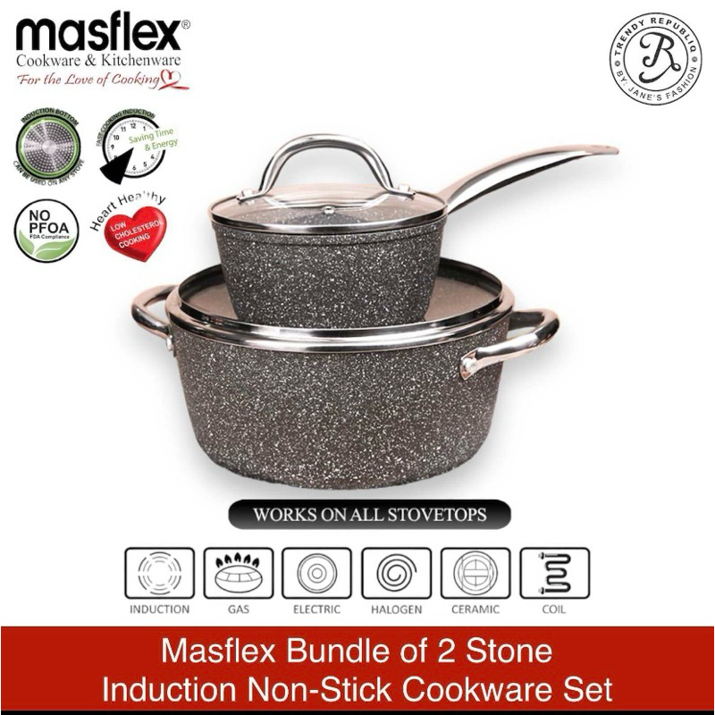 Masflex Original Bundle of 2 Stone Forged Induction Nonstick Cookware ...