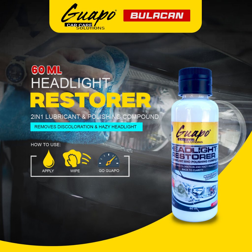 Guapo 60ml Headlight Restorer 2in1 Lubricant & Polishing Compound Lens ...