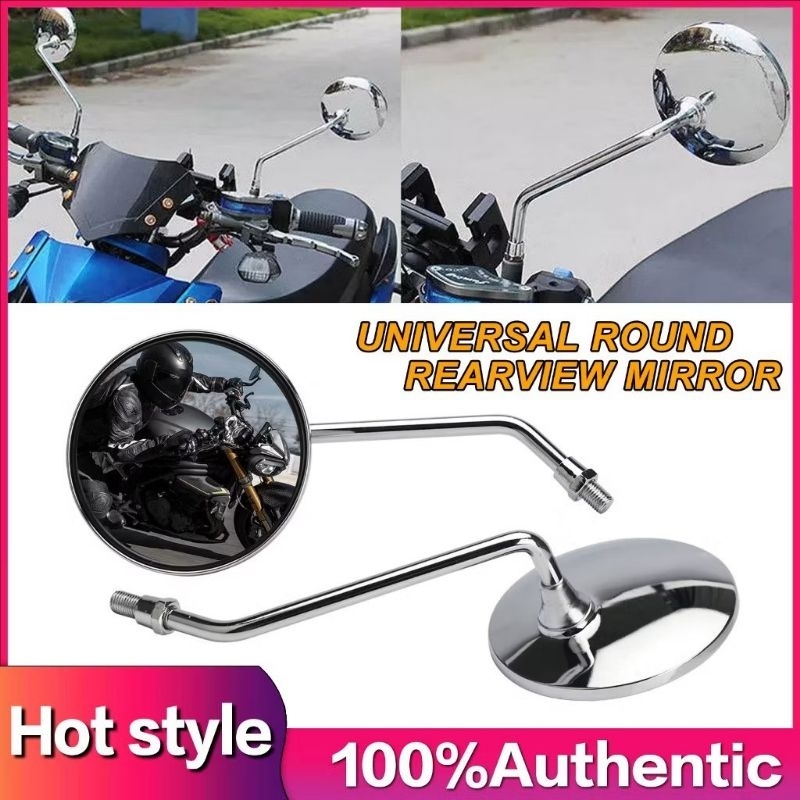Motorcycle Side Mirror 1 Pair Round Side Mirror 10mm Plated Titanium ...