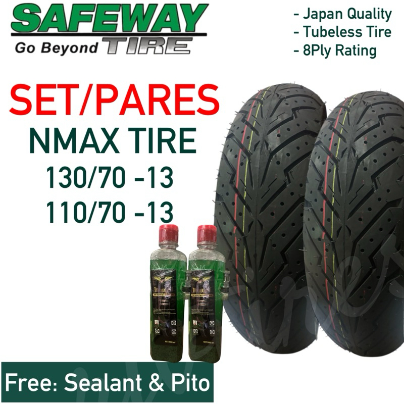 SAFEWAY Tire for NMAX V1&V2 (SET/PARES) Size 13" FREE Sealant & Pito ...