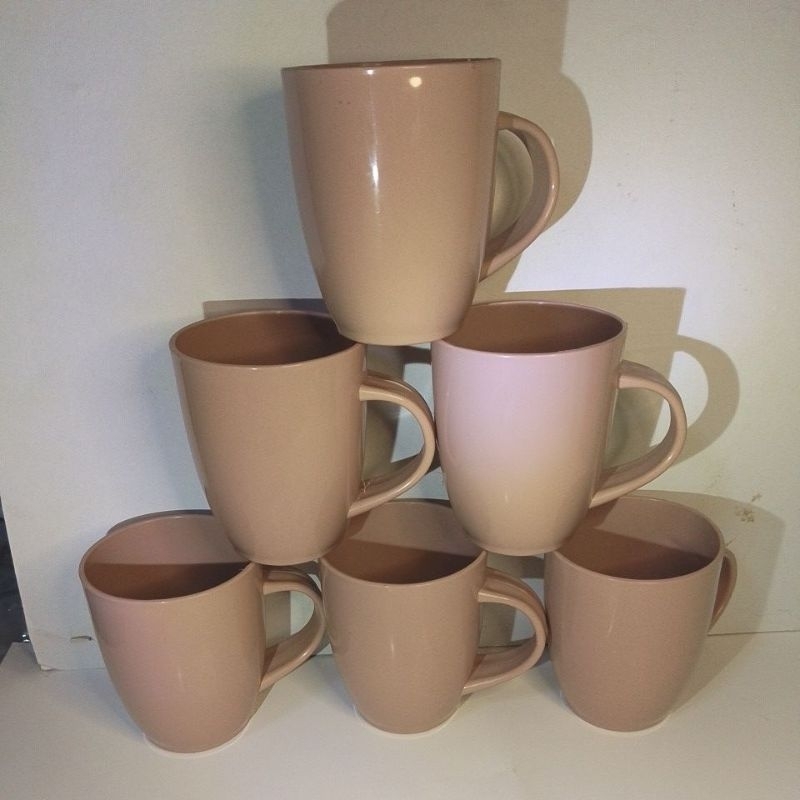 6PCS MOCHA PLASTIC MUG WITH HANDLE, COFFEE MUG. BIG TASA. BIG COFFEE ...