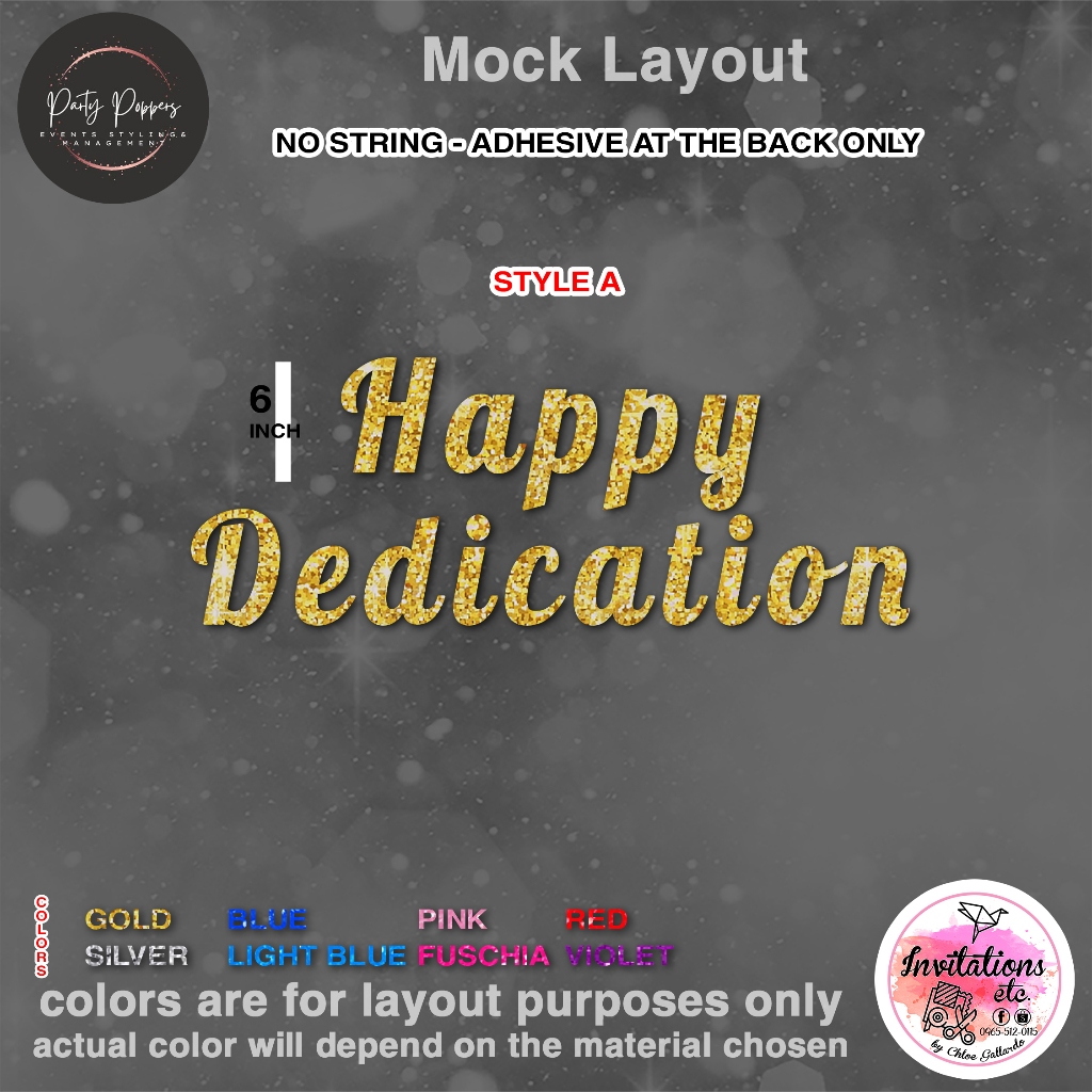 Happy Dedication Bunting Banner - No String - with adhesive at the back ...