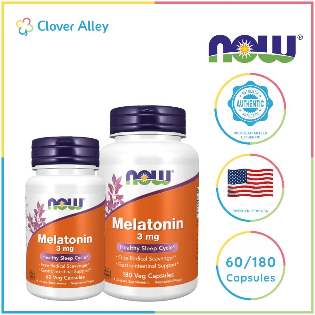 NOW Melatonin 3mg 60/180Veg Capsules (EXPIRY IN DESCRIPTION) | Shopee ...