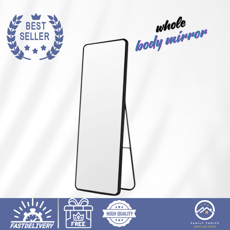 Shatterproof Mirror HD Wall Mirror with Stand Mirror White Full-length ...
