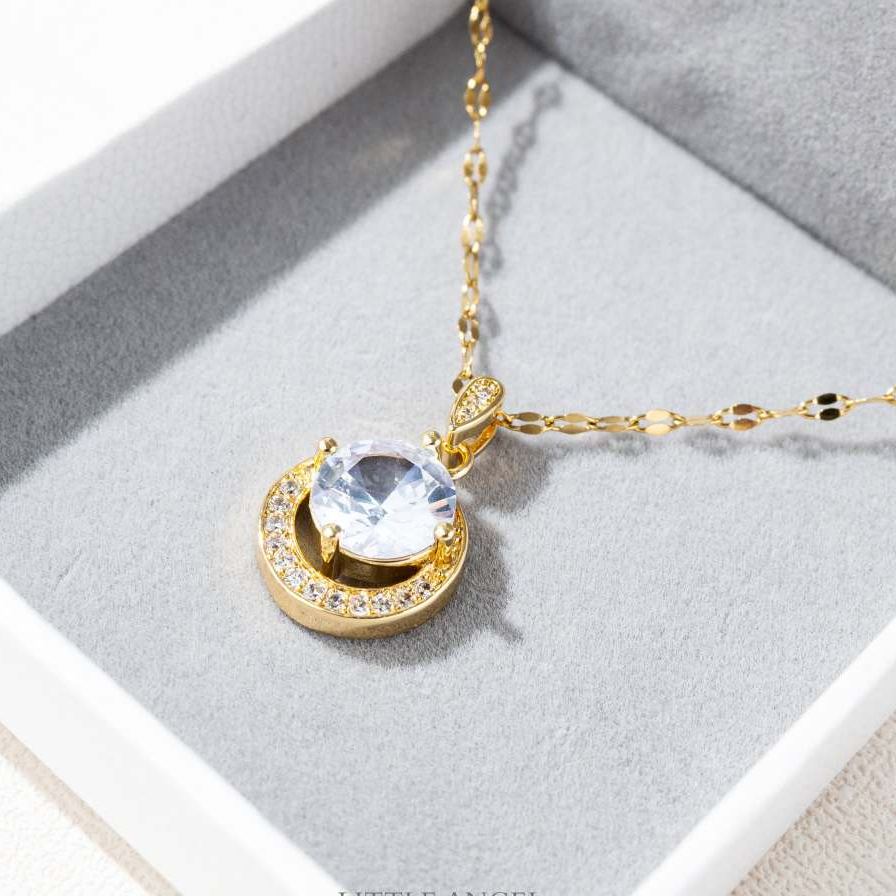 FIOTREND-- DIAMOND Necklace with Dancing Chain Minimalist Stainless ...