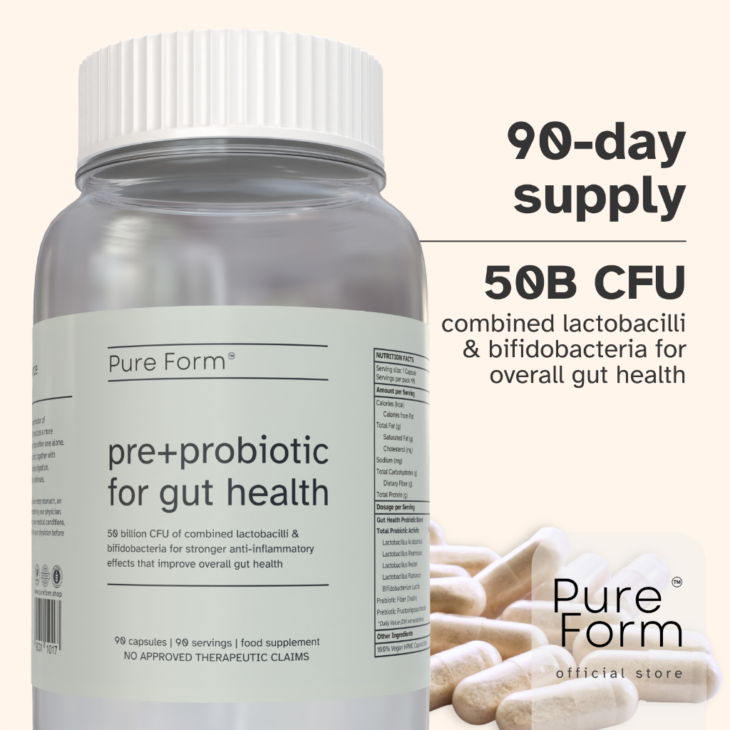 Pure Form Pre + Probiotics for Gut Health | 50B CFU of Combined ...