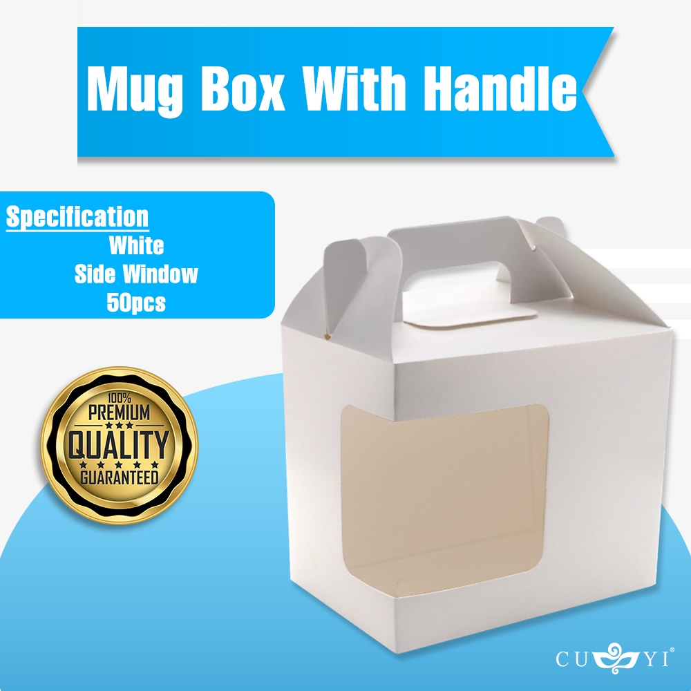 Side Window Mug Box with Handel 50pcs Whit Mug Box | Shopee Philippines