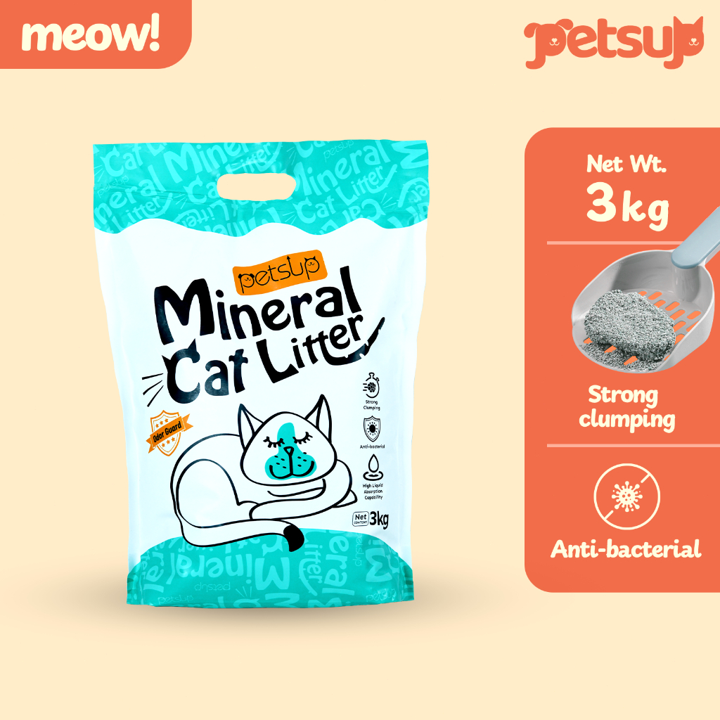 Petsup Cat Mineral Litter 3kg Odor Control Easy to Clean Low Dust Fast ...