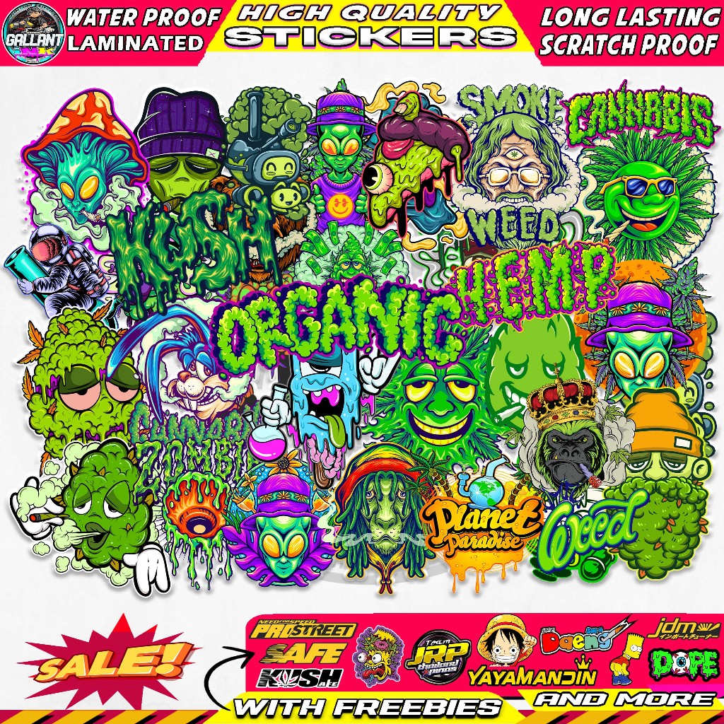 SET 20/30/50 PCS. Mix Green Plants Sticker Designs (QUALITY LAMINATED ...