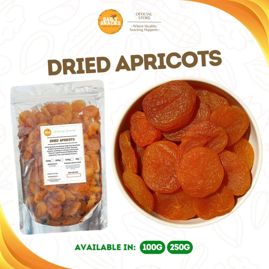 Daily Snacks Dried Apricots (Turkey) - 100g & 250g in Ziplock Pouch ...