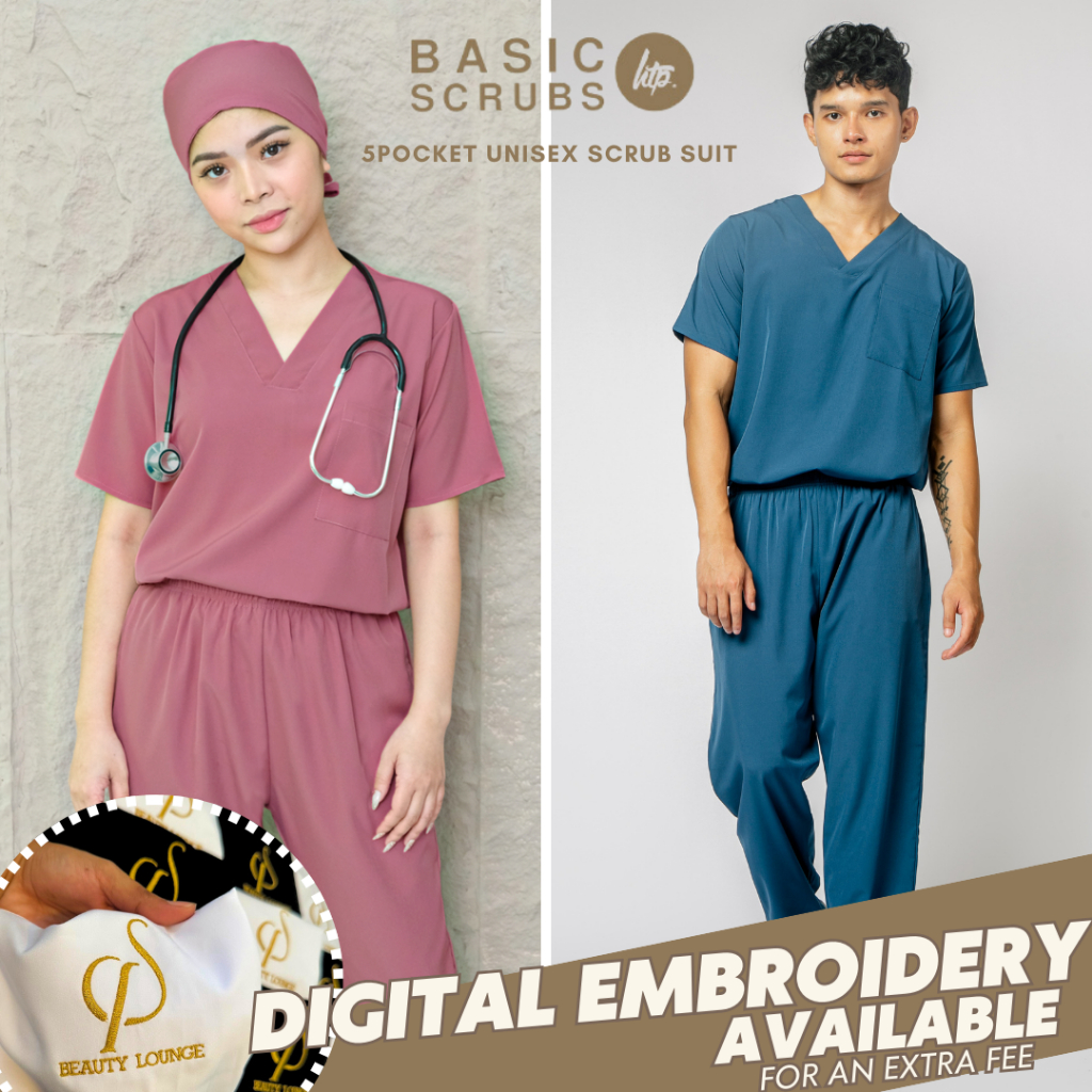 HTP Basics 5P Unisex Scrub Suit Set | 5 Pocket Unifit Scrub Suit with ...