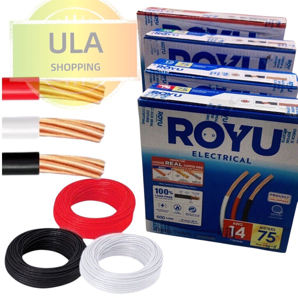 (PER BOX) ROYU WIRE THHN/THWN - 2 Conventional Stranded 75-100meters ...