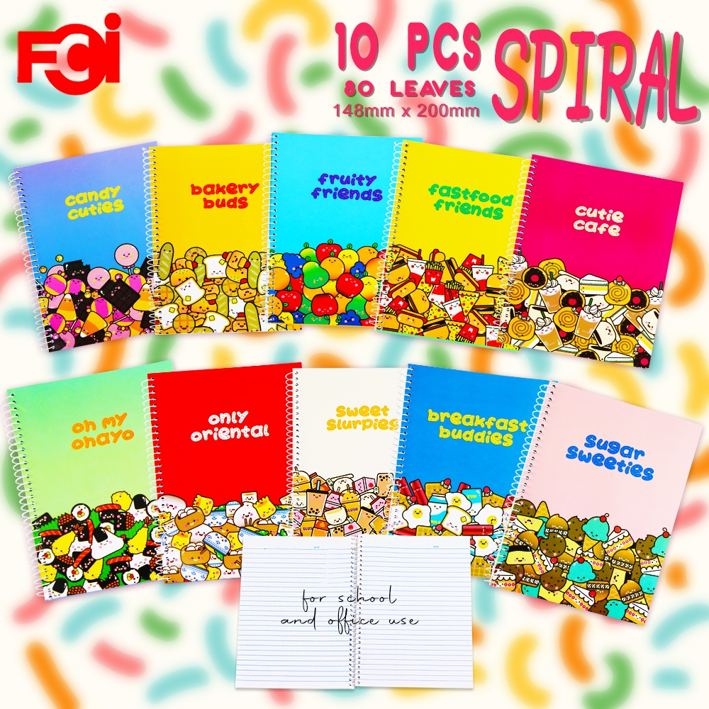 FCI Assorted Design Spiral Notebook (SPRING) 80 Leaves For High School ...