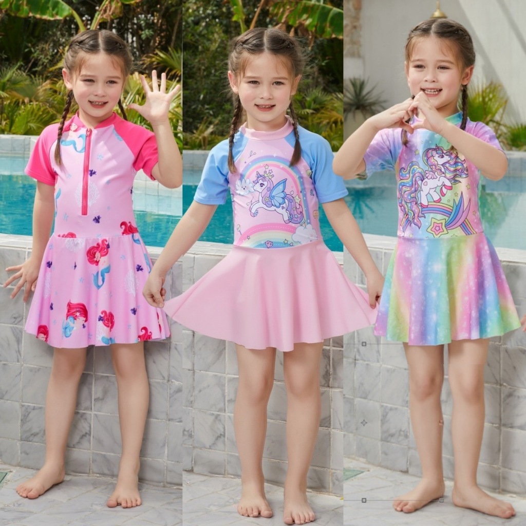 Swimwear Dress for Kids Girls 3-13Y New Style Cute Printed Design ...