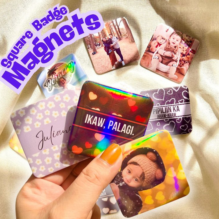 Square Badge Photo Magnet | Personalized Premium Ref Fridge Magnet Bag ...