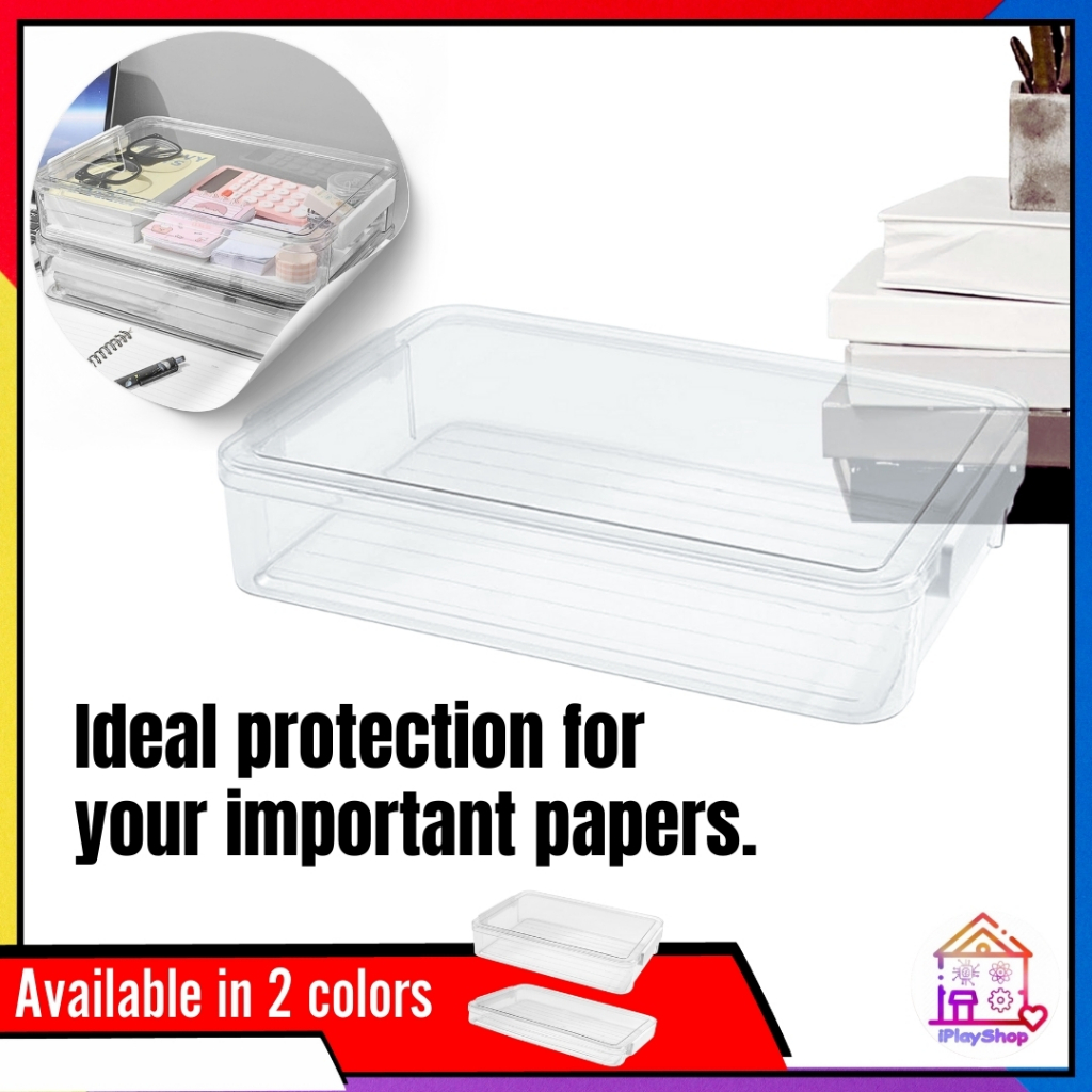 Double Snap Tight Lock Transparent Test Paper Storage Box File ...