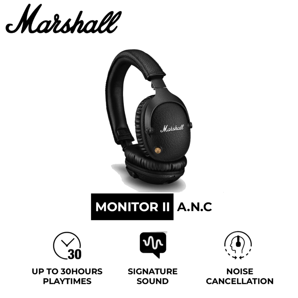 Marshall Monitor II ANC Wireless Bluetooth Headphones Built-in ...