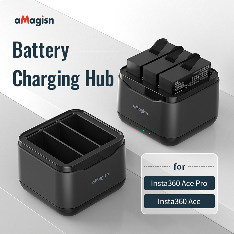 aMagisn Charger 3-Slot for Insta360 Ace, Ace Pro - Smart Charging ...
