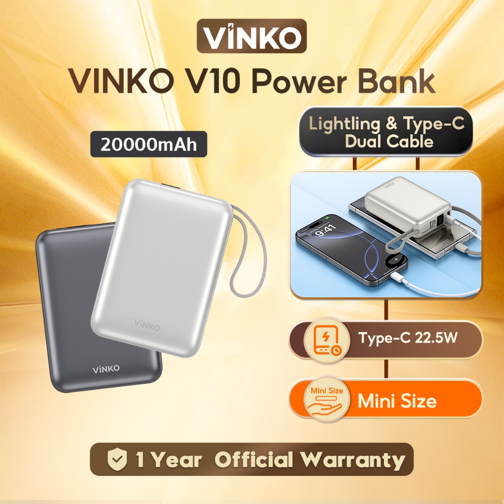 【1 Year Warranty】VINKO V10 Power Bank 20000mAh Built in Mini LED Screen ...
