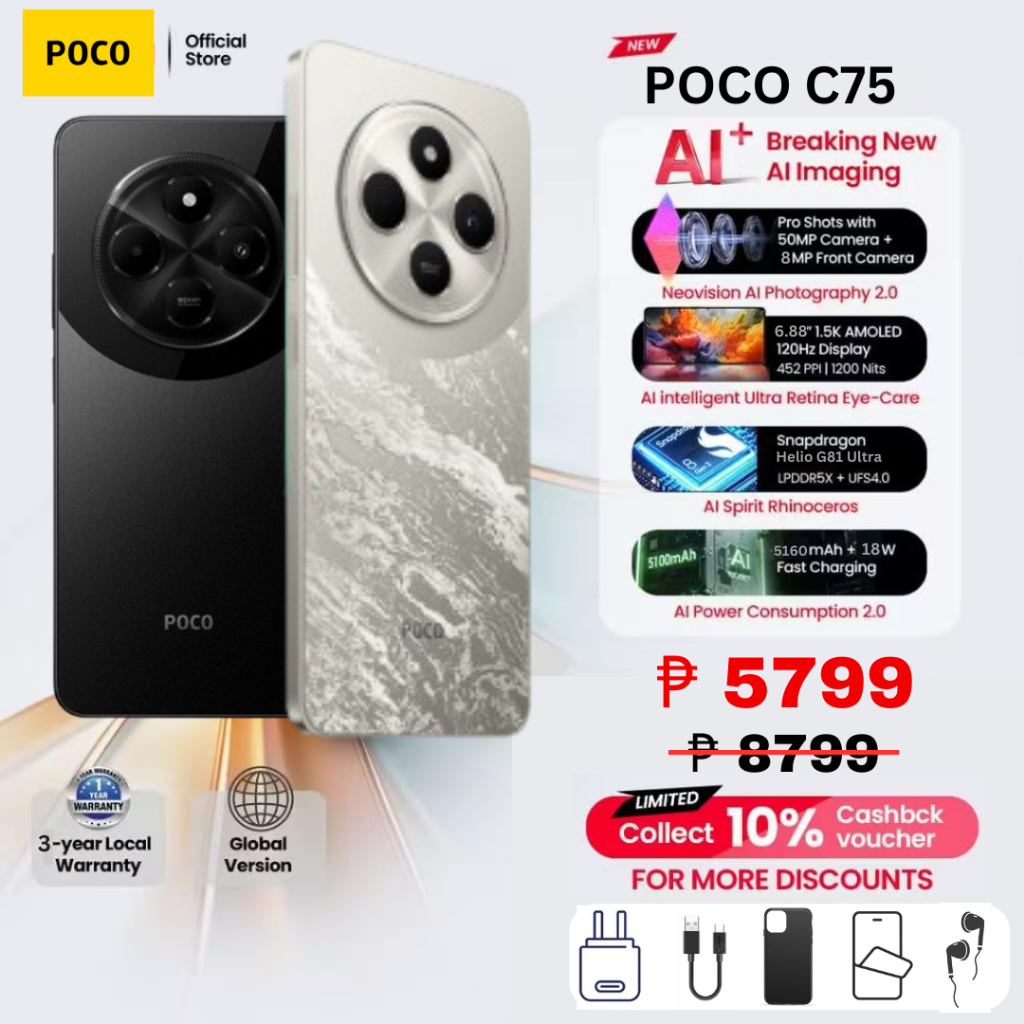 POCO C75 5G | 8GB+256GB | 50MP AI Triple Camera 6.88" 120Hz Display ...