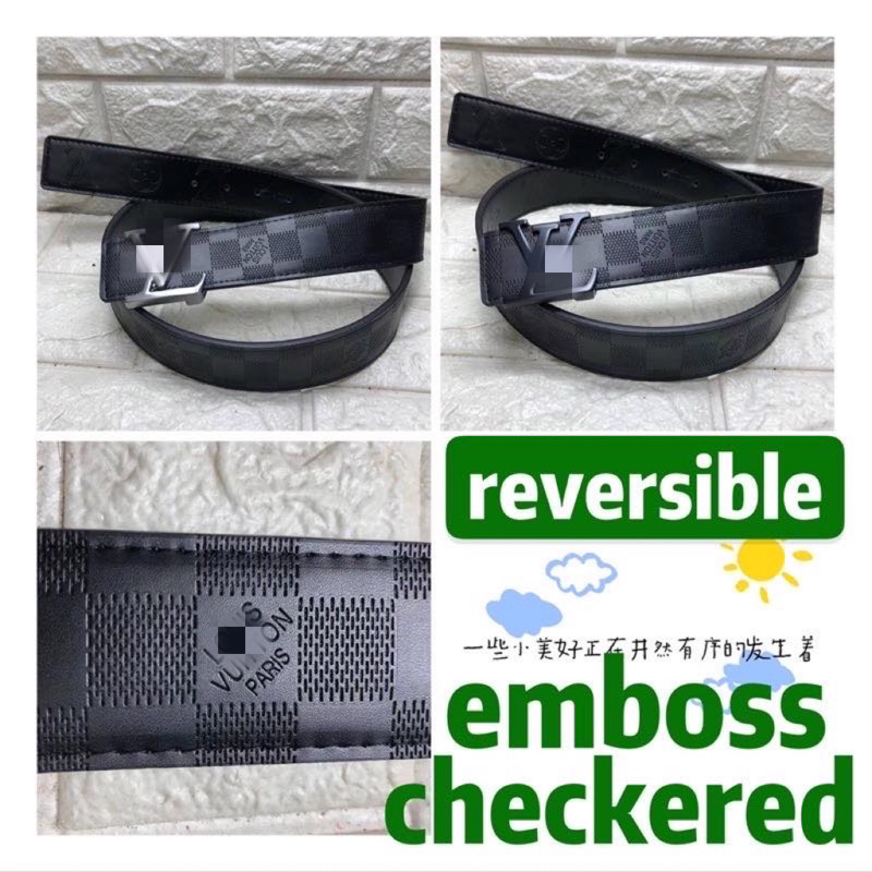 belt emboss checkered reversible | Shopee Philippines