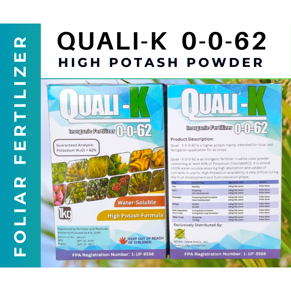 QUALI- K 0-0-62 (High Potash) Inorganic Powder Foliar Fertilizer, 1Kg ...