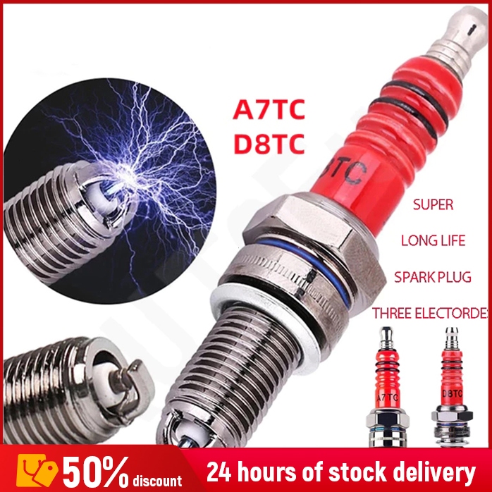 10pc Spark Plug A7TC D8EA High Performance 3-Electrode For wave/tmx/baja/mio/xrm Motorcycle 8 ...