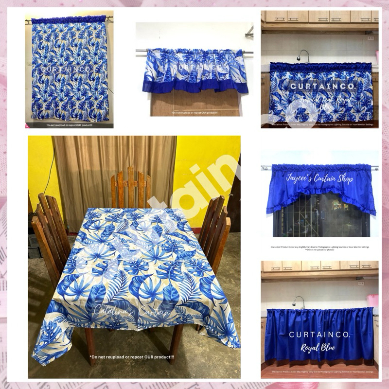 Curtain Co. | Royal Blue Tropical Window Curtain Set Design | Shopee ...