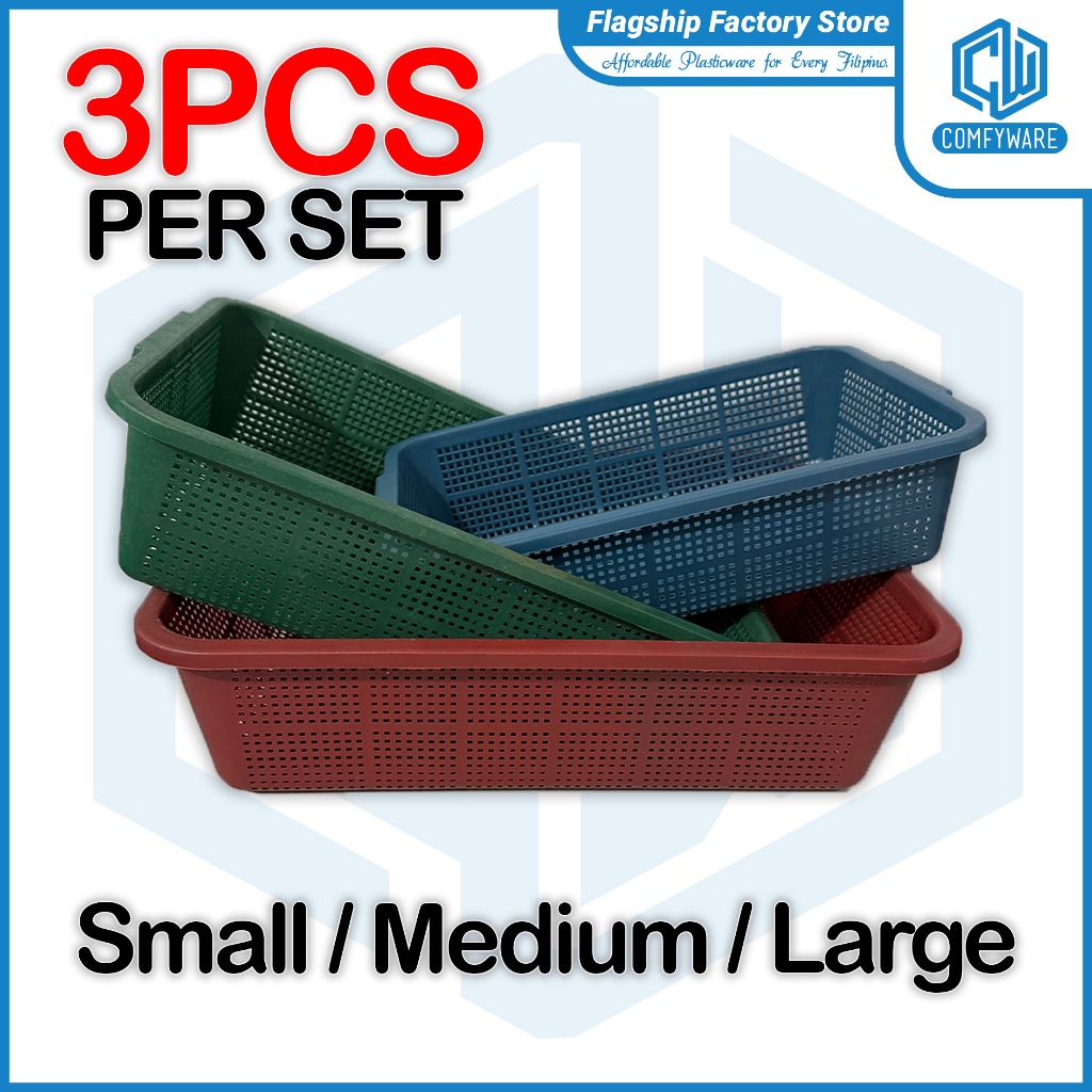 (3PCS PER SET) Plastic Multi-Purpose Universal Utility Tray Basket ...