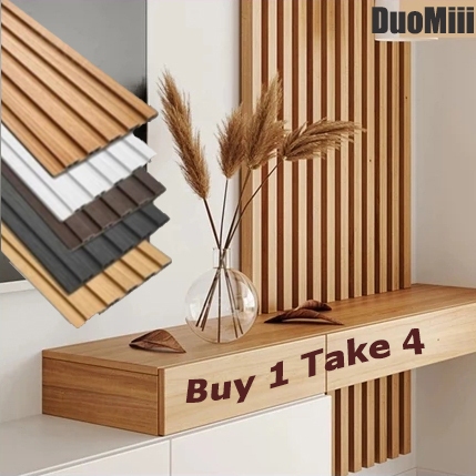 WPC Fluted Wall Panel Sticker Waterproof Grille Design Ecological Board ...