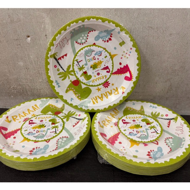 50pcs Dinosaurs Themed Paper Plate | Shopee Philippines
