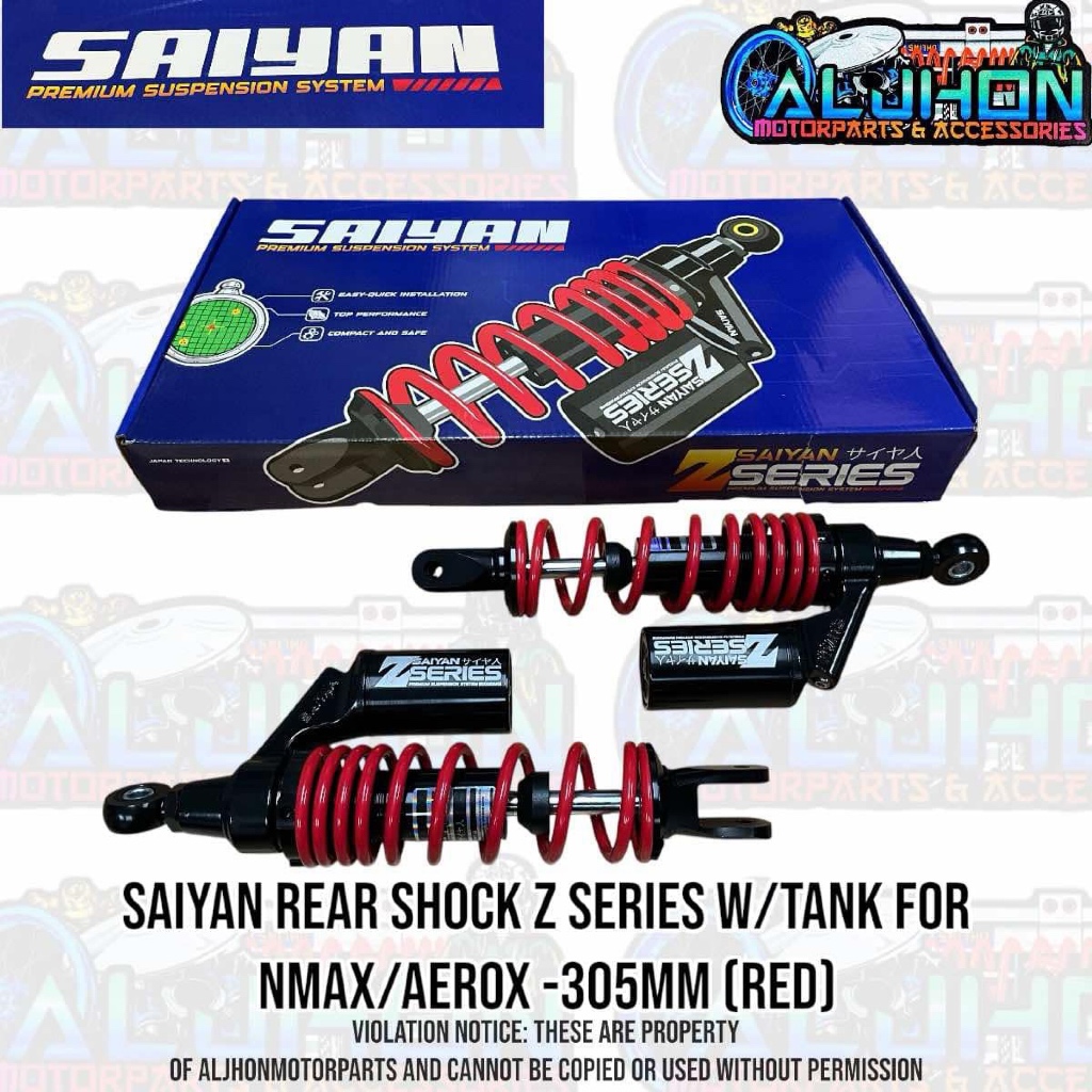 SAIYAN REAR SHOCK Z SERIES W/TANK FOR NMAX/AEROX -305MM (RED) | Shopee ...
