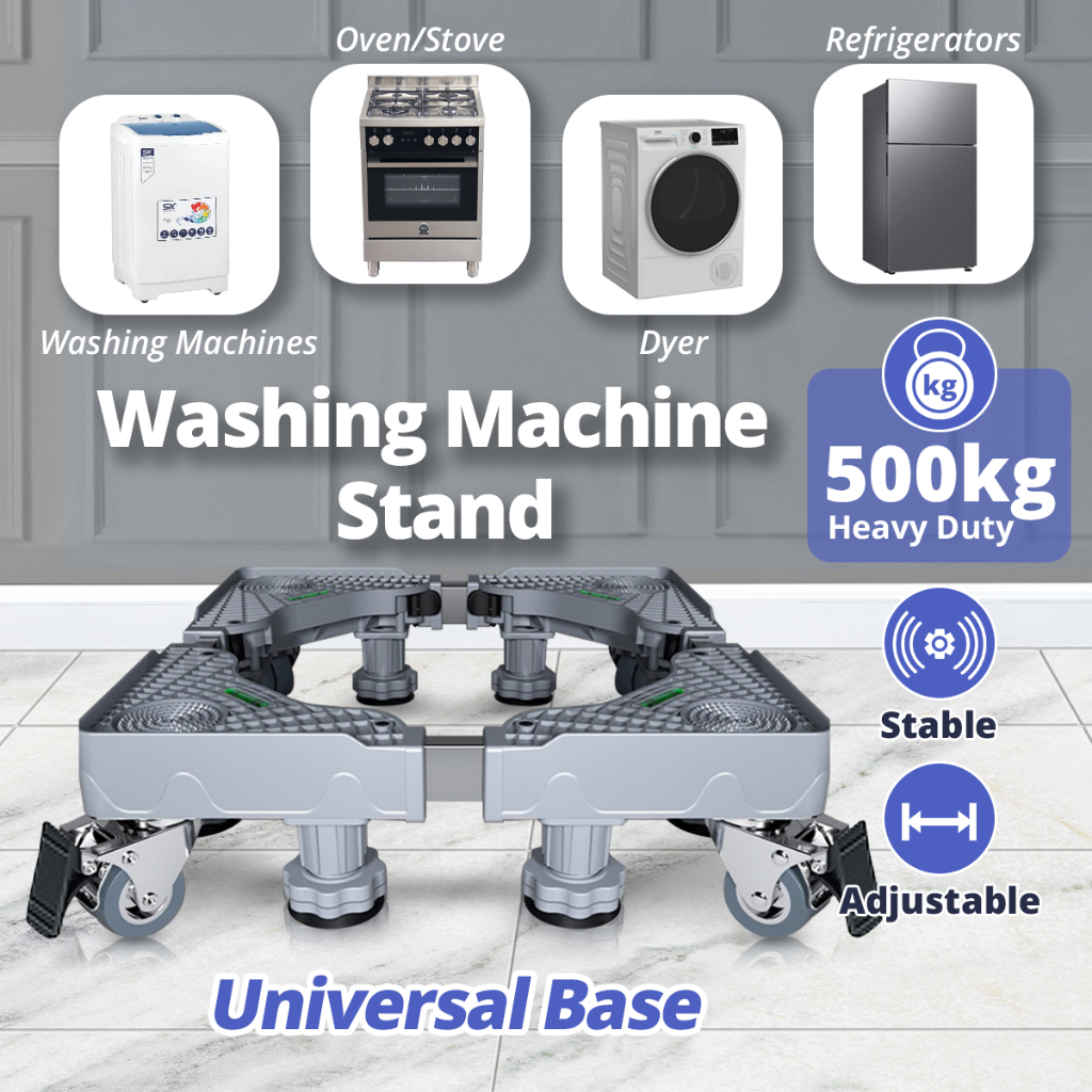【304 stainless steel】4 Foot Wheel Adjustable Washing Machine Stand base ...