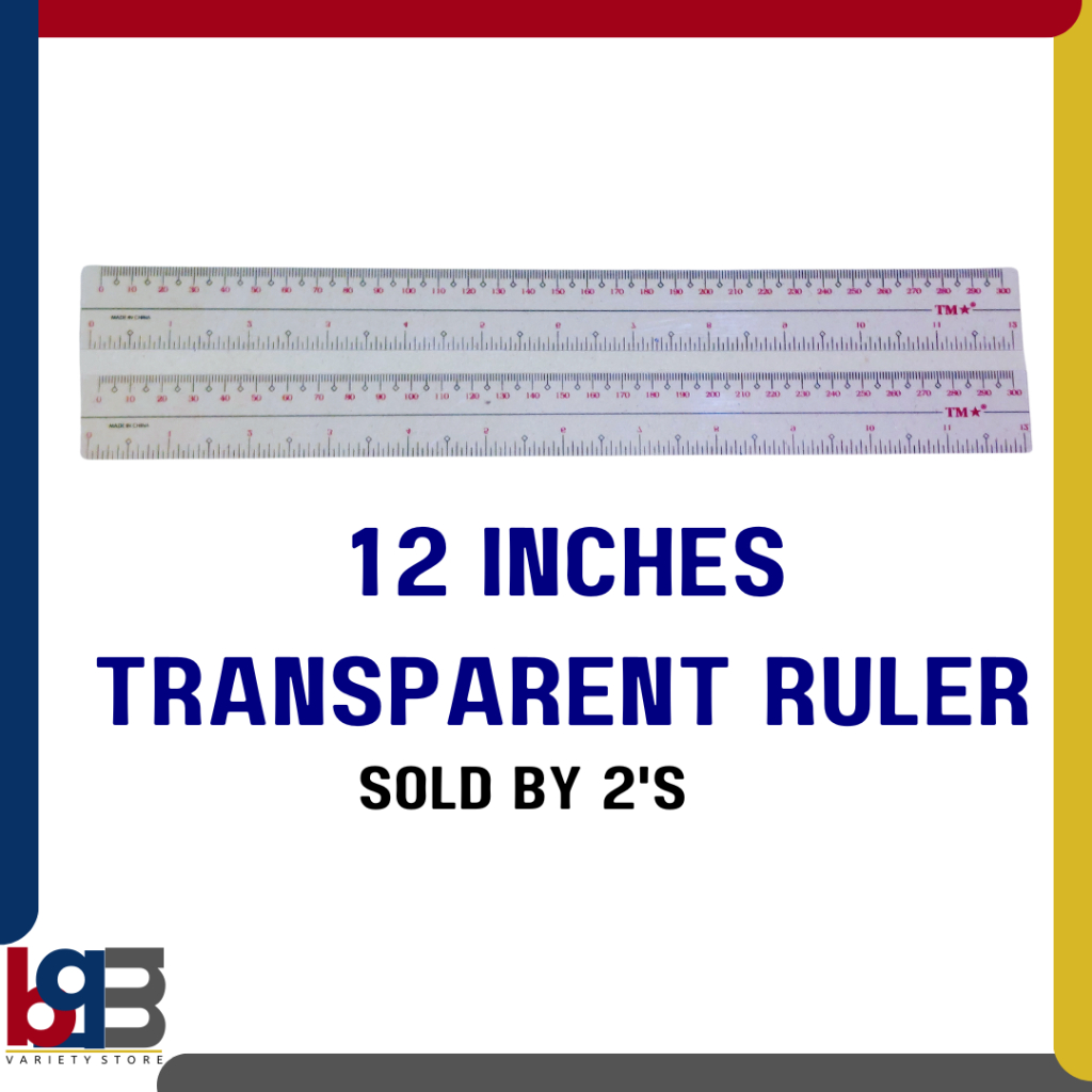 2 pcs Transparent Ruler - 12 inches | Shopee Philippines