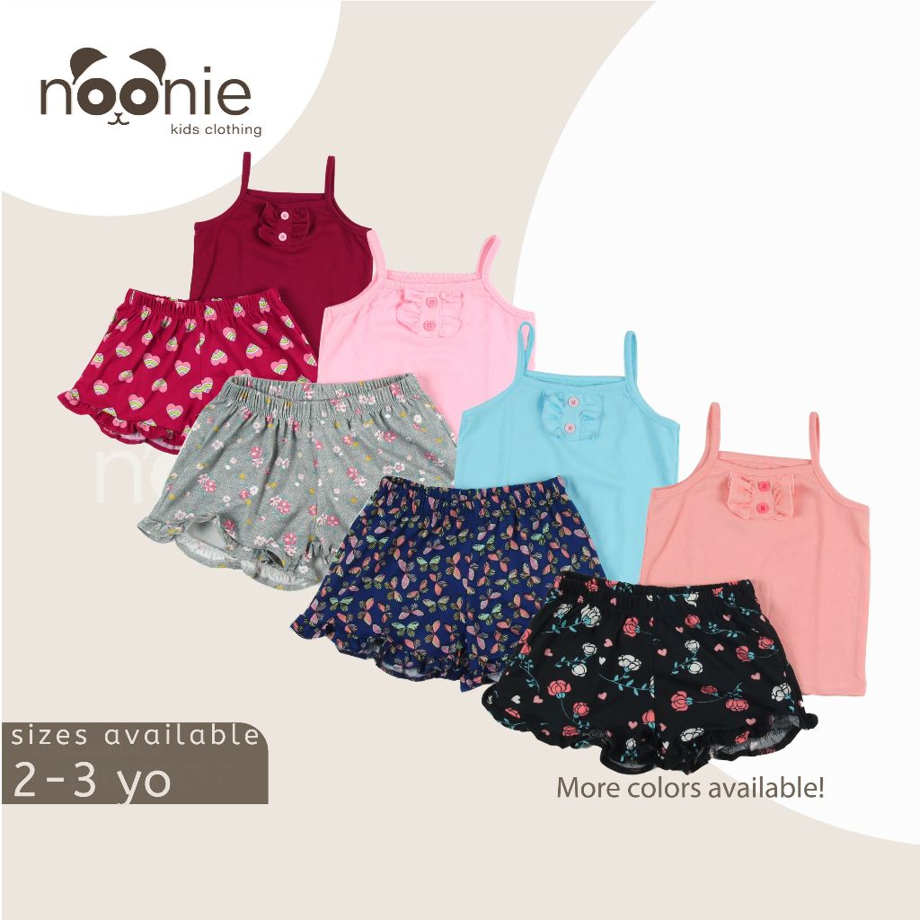 Noonie - Girls Toddler Terno (1-3Y)- Cotton Cami Sando & Ruffle Shorts ...