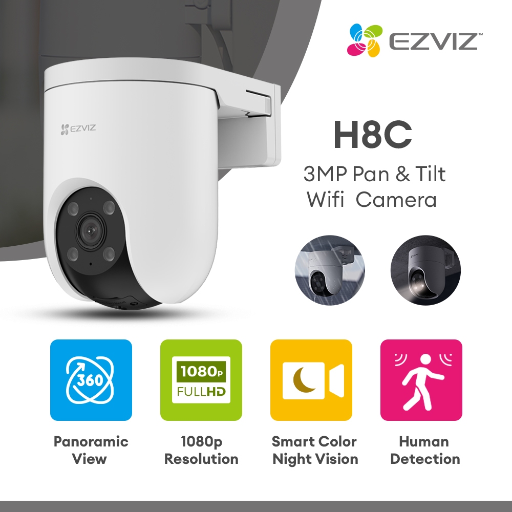 H8C Pro 3MP Outdoor Pan & Tilt Wi-Fi Camera Night Vision 360° Coverage ...