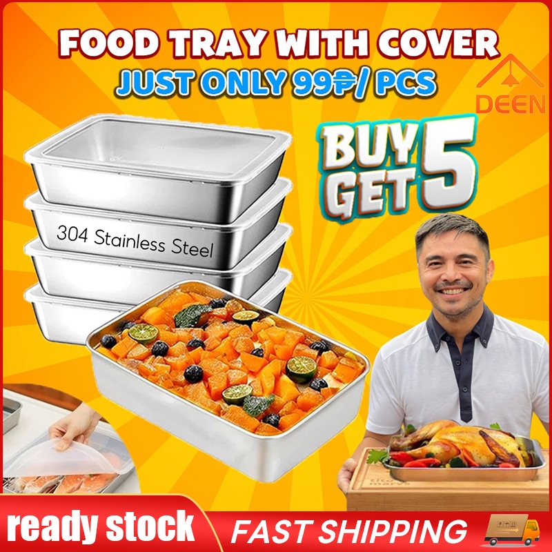 Combo 10 Stainless Tray With Cover For Food Stainless Steel Tray With ...