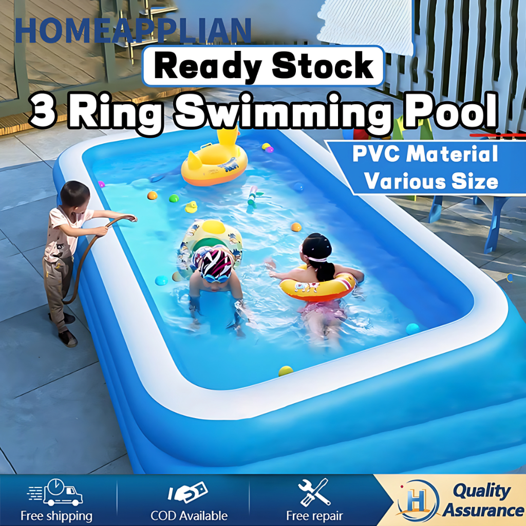 JF Inflatable Swimming Pool for Kids 3 Layers Thicken Swimming Pool ...