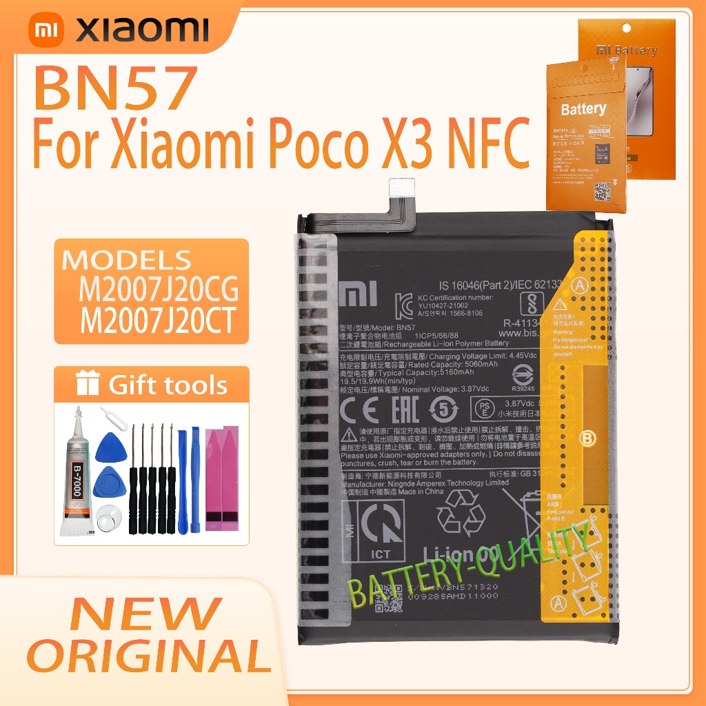 Original BN57 For Xiaomi Poco X3 NFC Replacement Batteries+Free Tools ...