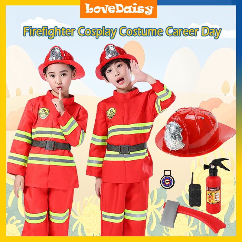 Firefighter Costume Fireman Uniform for Kids Performance Role-Playing ...