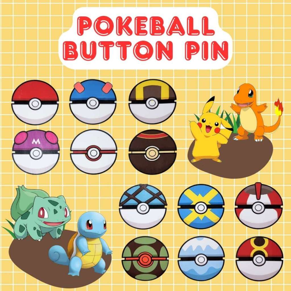 58mm Pokeball Button Pins – Cute Collectible Designs | Shopee Philippines