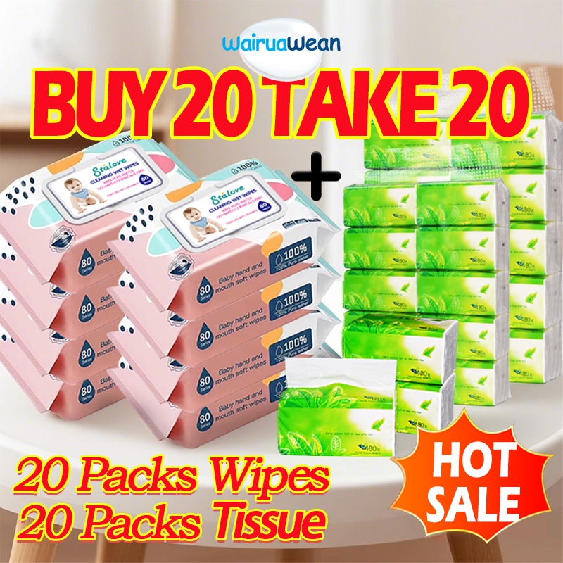 New 40Pcs Baby Wipes and Tissue Bundle Combo Unscented Baby Wipes 10 ...