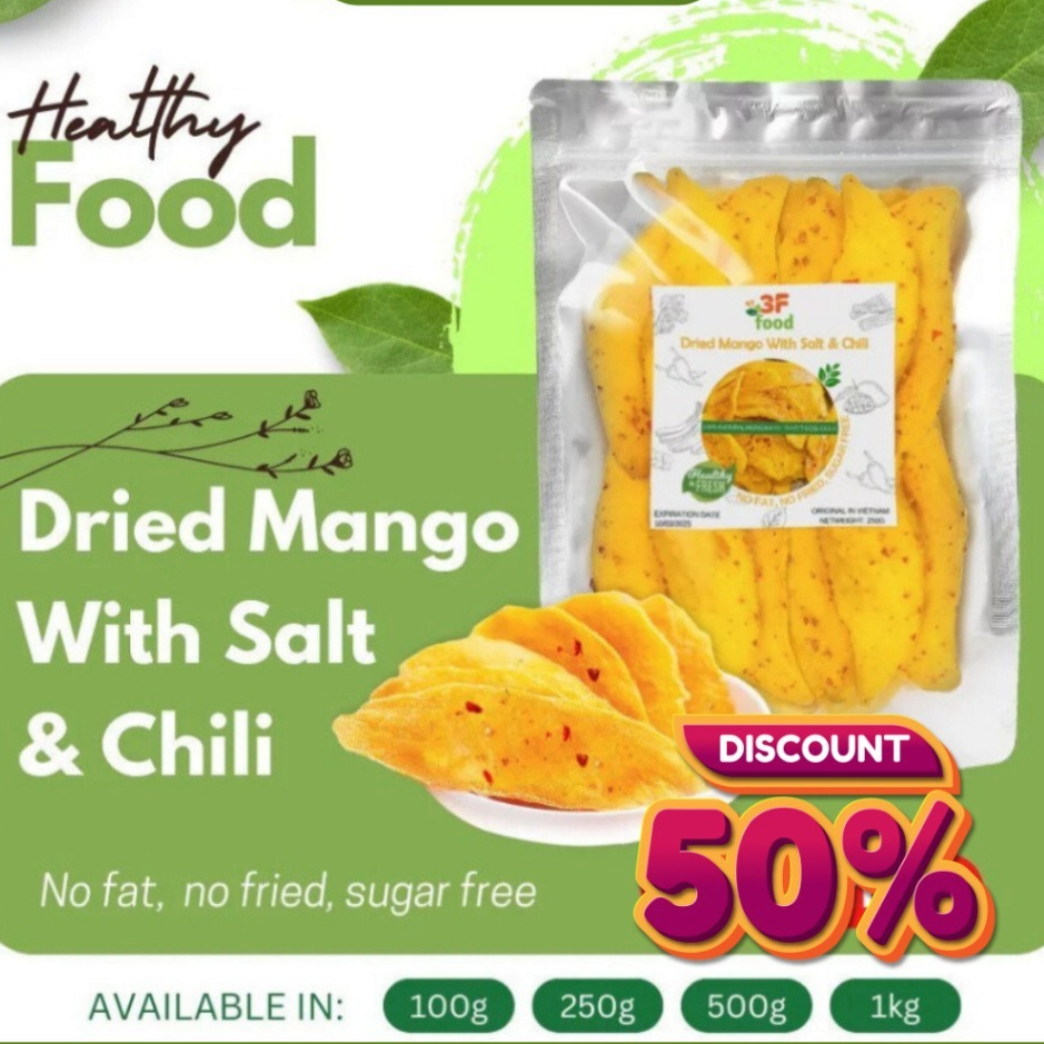 3F FOOD DRIED MANGO WITH SALT AND CHILI Dried Mango Salt Chili Spicy ...