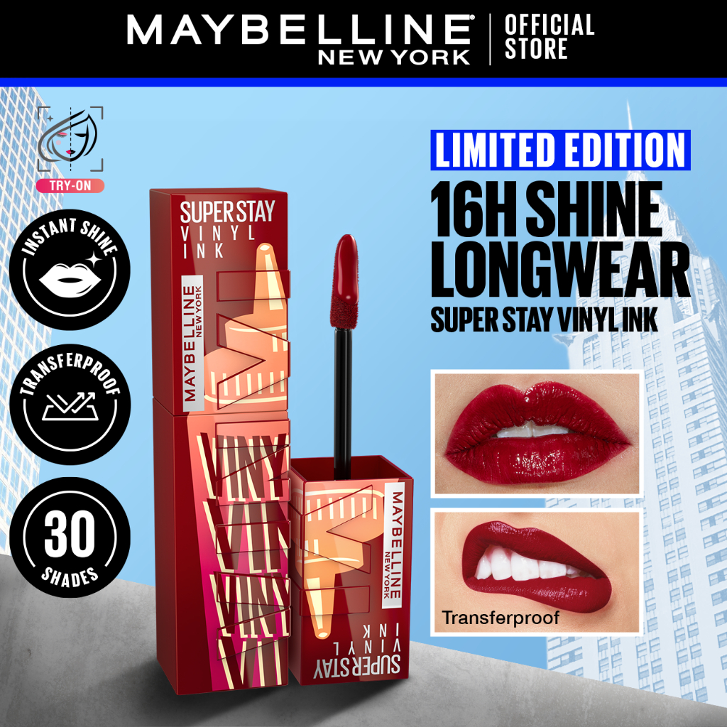 Maybelline Superstay Vinyl Ink Liquid Lipstick - 16HR Long Lasting ...