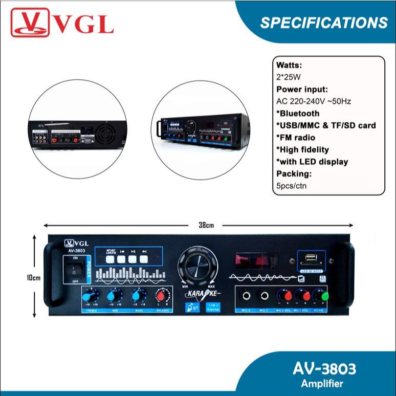 VGL BLUETOOTH AMPLIFIER ( AV-3803 ) | Shopee Philippines